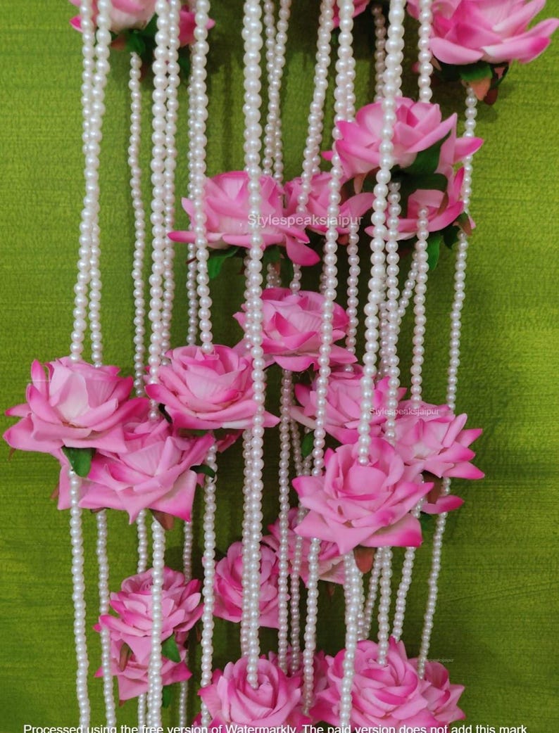 Decoative 6 Feet Rose Flower Pearl Garlands for Indian Wedding ...