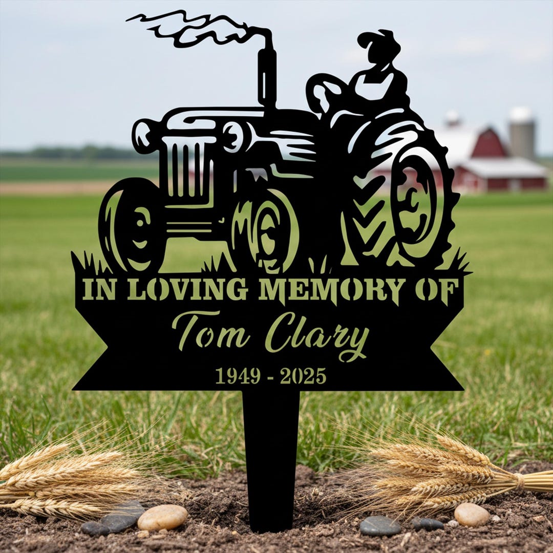 Personalized Tractor Memorial Sign With Stakes, Tractor Memorial Sign ...