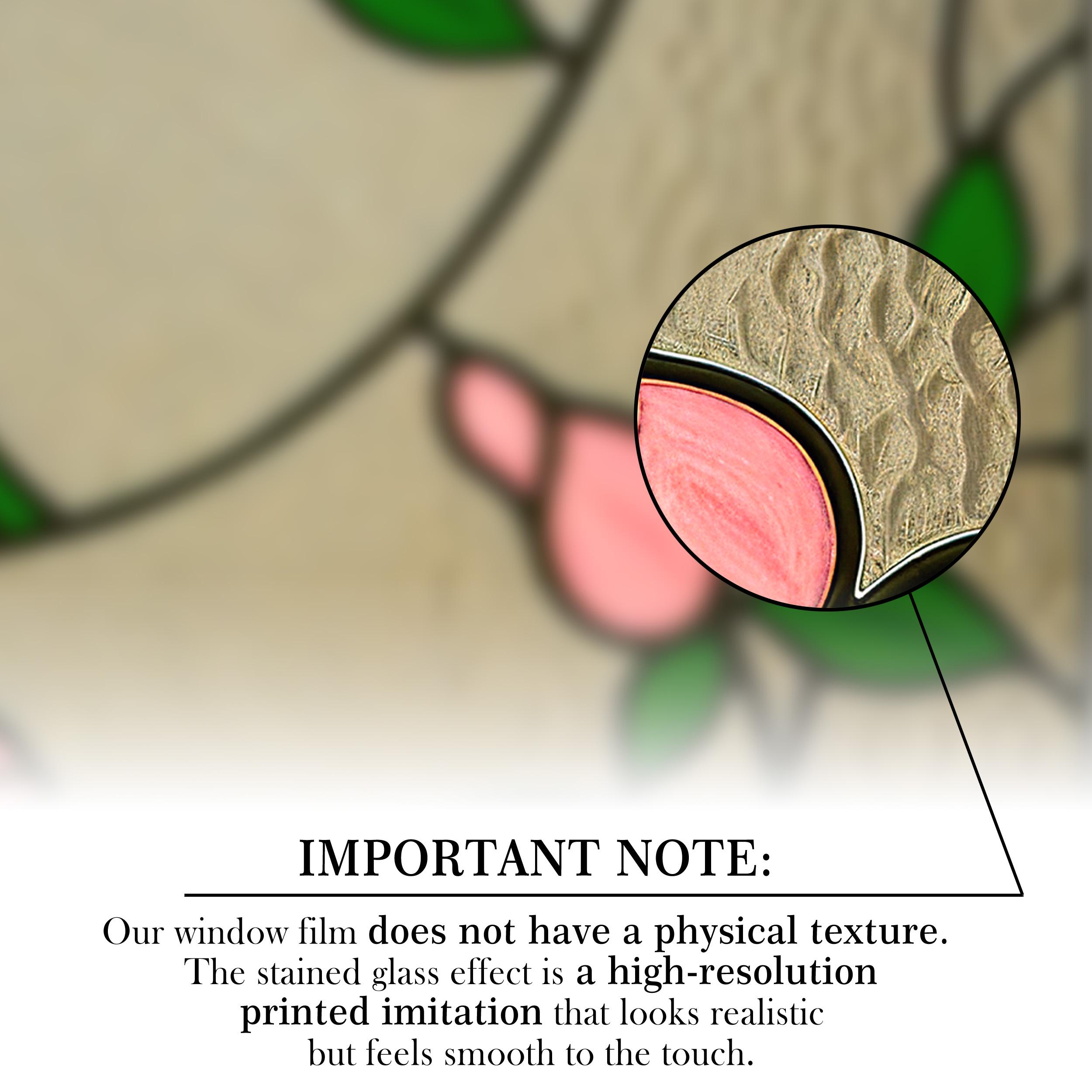 Pink Rose Stained Glass Window Film – Floral Privacy Cling, Peel ...