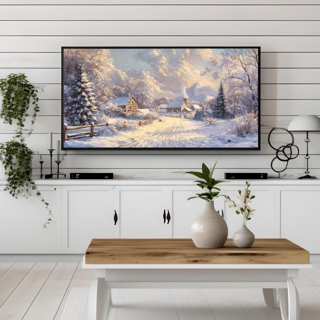 Pastoral Winter Scene Frame TV Art, Chateaucore Christmas TV Art ...