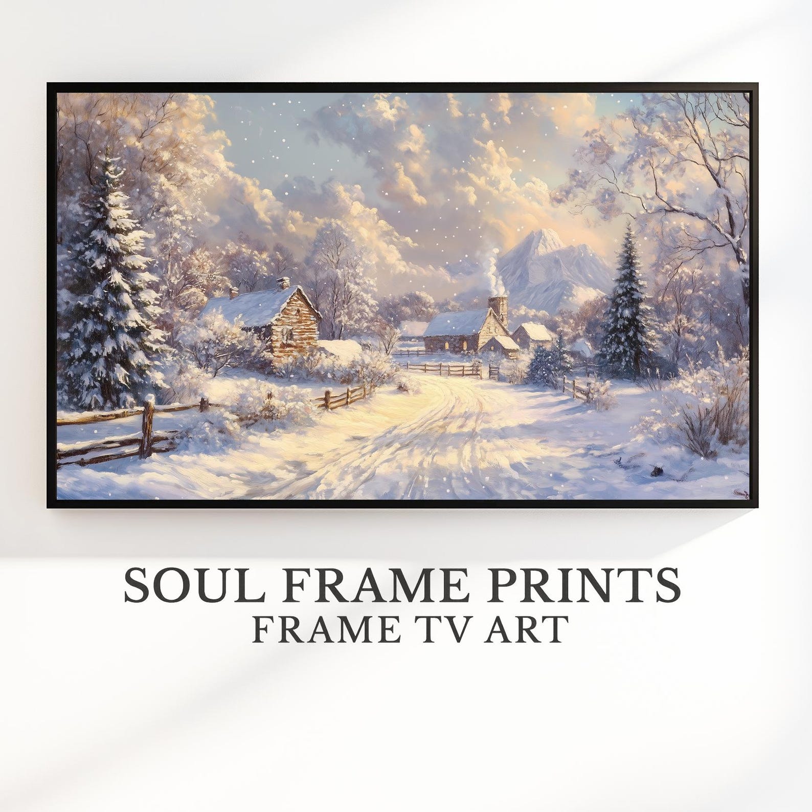 Pastoral Winter Scene Frame TV Art, Chateaucore Christmas TV Art ...