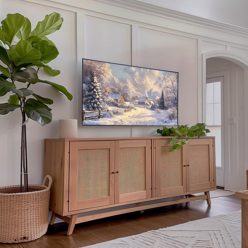 Pastoral Winter Scene Frame TV Art, Chateaucore Christmas TV Art ...