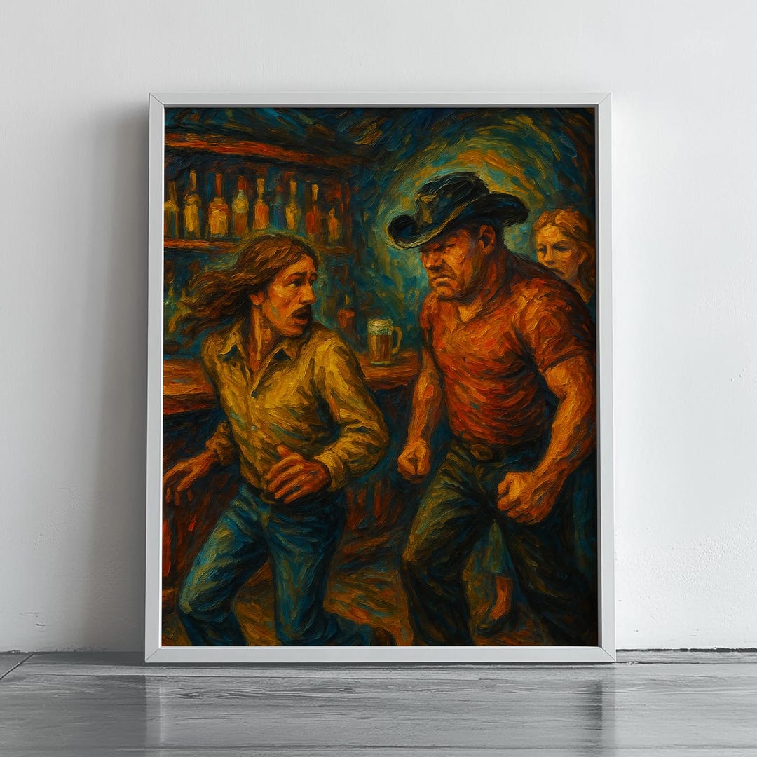 Barroom Scene Printable Art - Rustic Cowboy and Saloon Painting ...