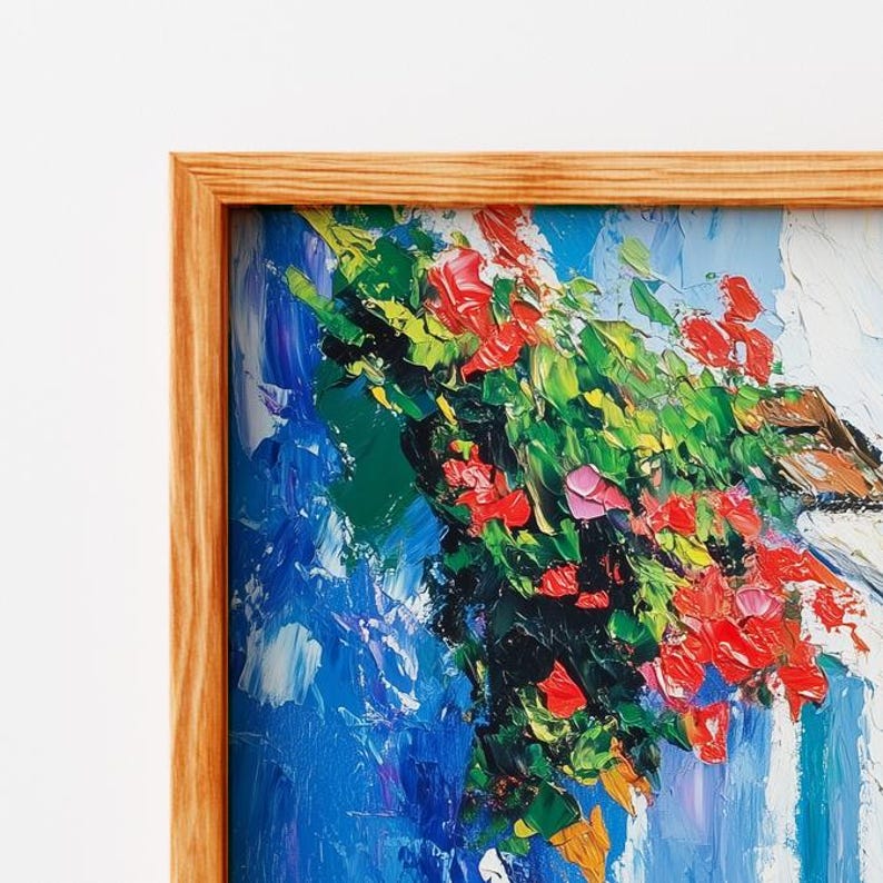 Vintage Mediterranean Alleyway Painting - Rustic Coastal Summer Scene ...