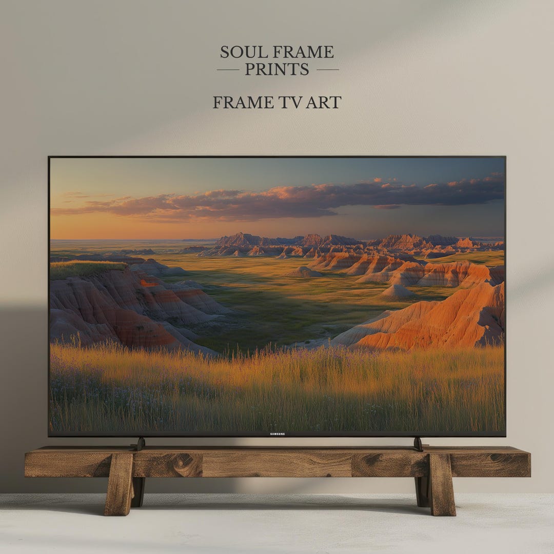 Badlands National Park Frame TV Art Sunset Prairie Landscape Digital ...