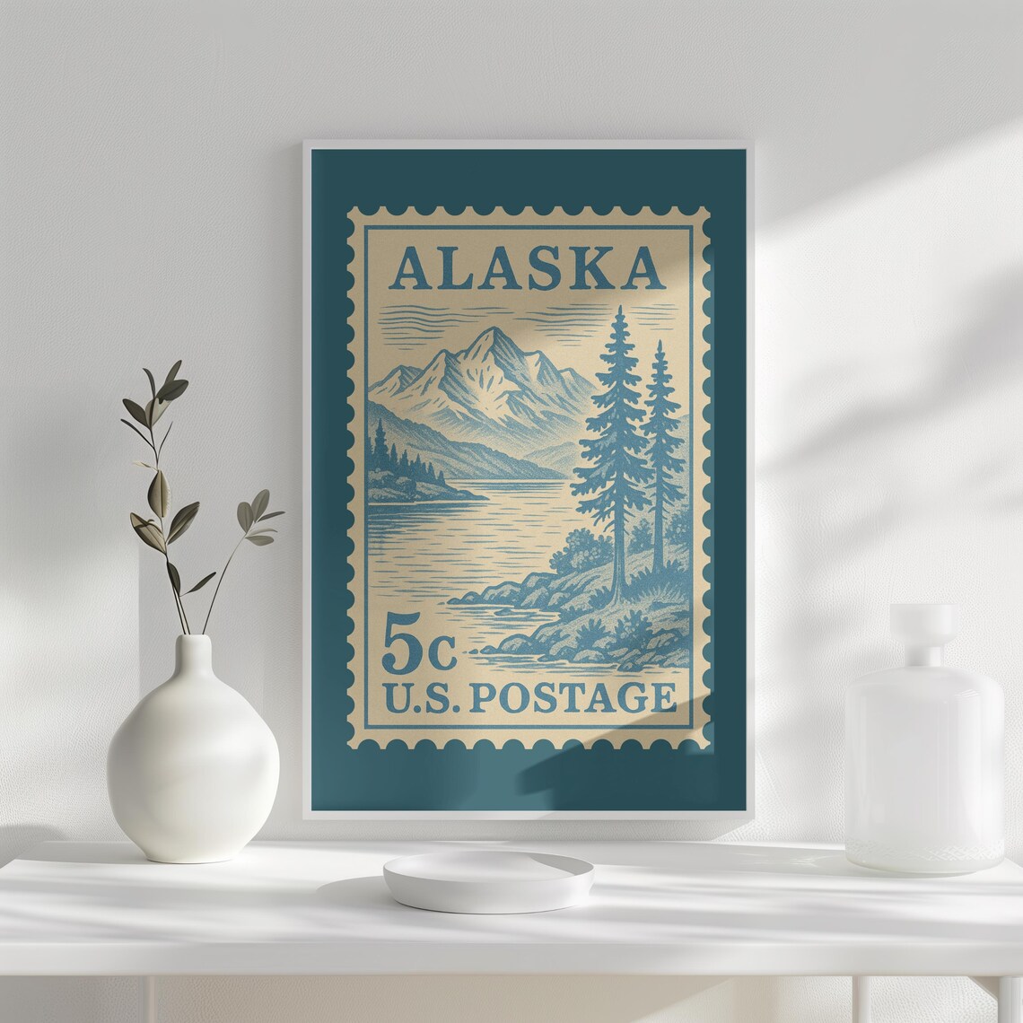 Alaska Postage Stamp Poster | Retro US State Postage Wall Art | WPA ...