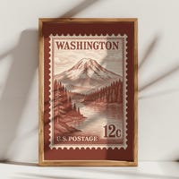 Retro Washington Art Print Evergreen State Poster Washington Wall Decor ...