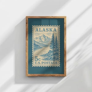 Alaska Postage Stamp Poster | Retro US State Postage Wall Art | WPA ...