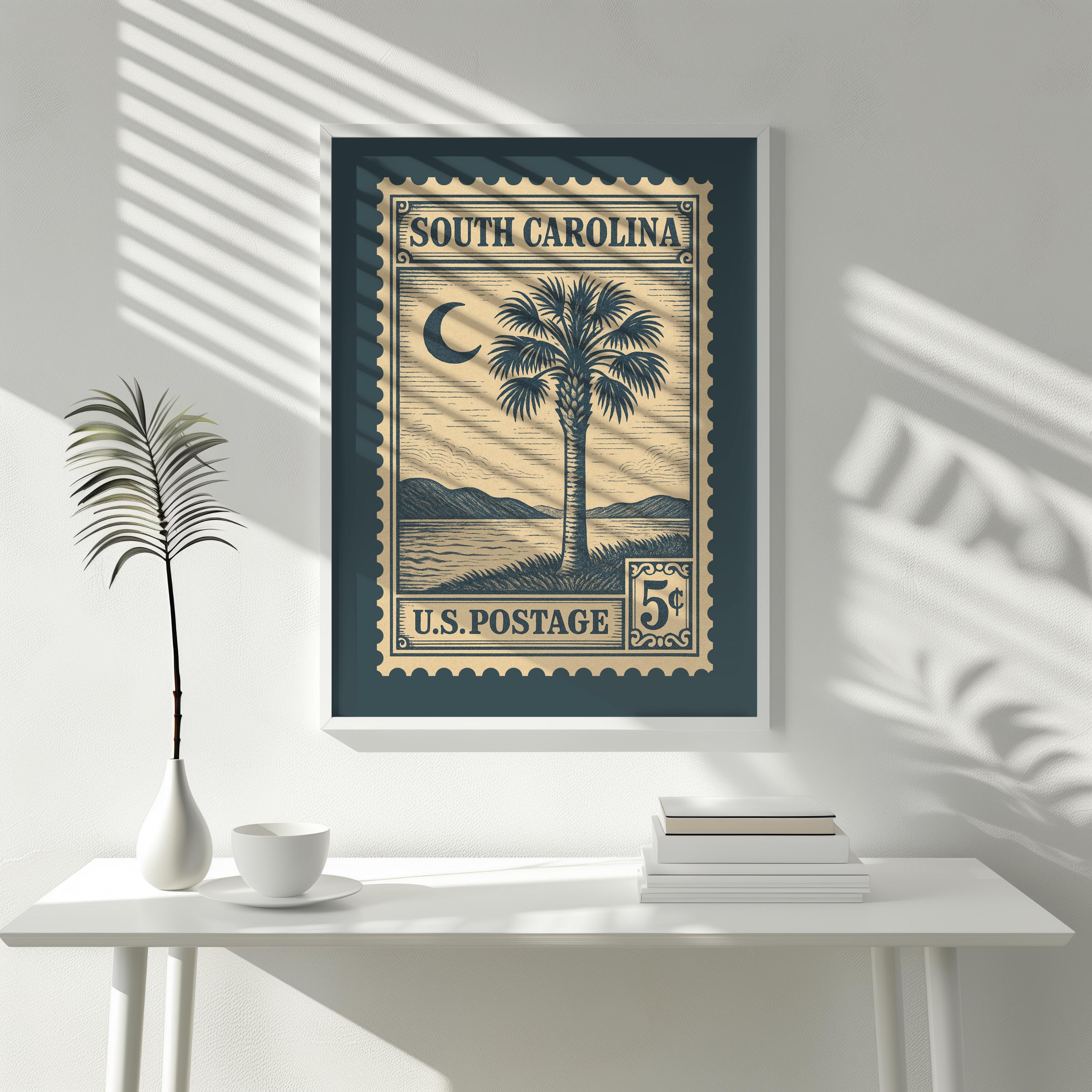 South Carolina Postage Stamp Print | Collector Series: Coastal Beacons ...