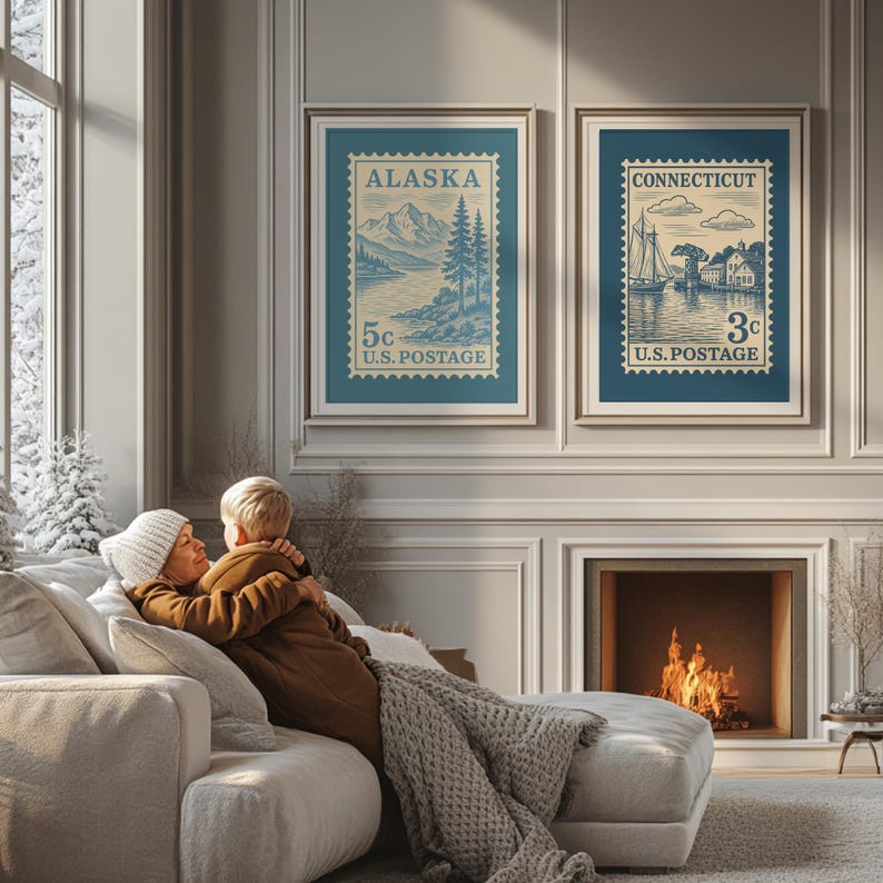 Alaska Postage Stamp Poster | Retro US State Postage Wall Art | WPA ...