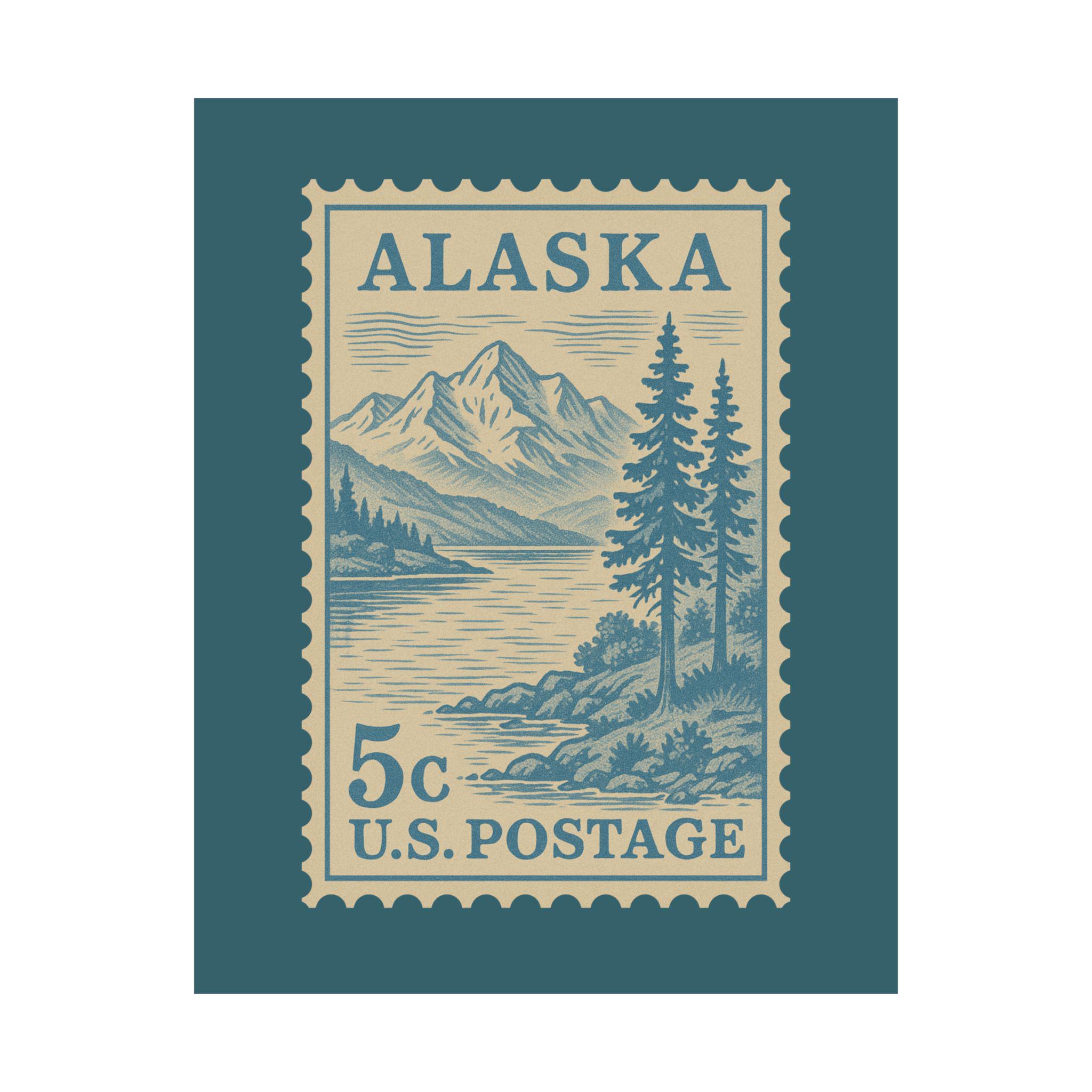 Alaska Postage Stamp Poster | Retro US State Postage Wall Art | WPA ...
