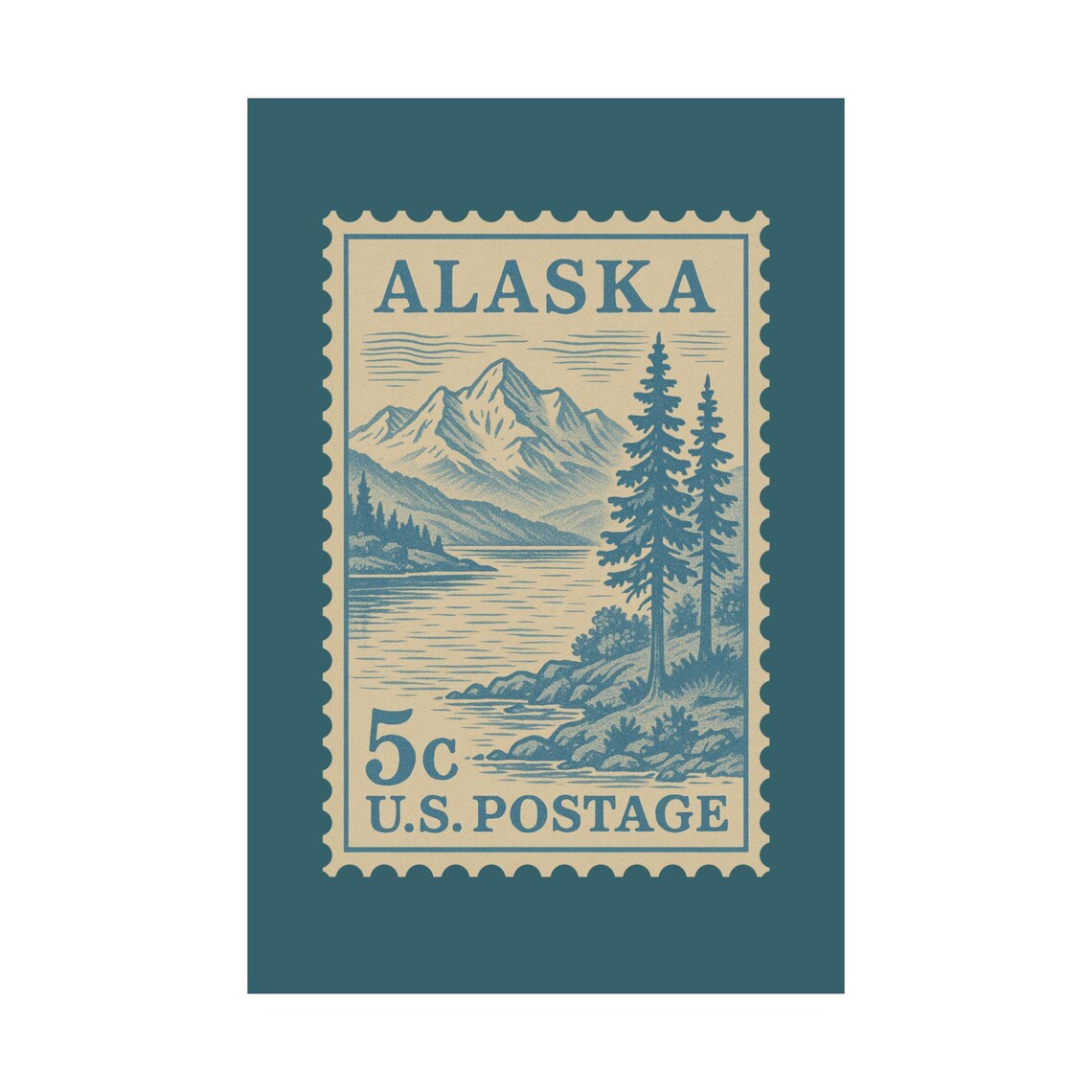 Alaska Postage Stamp Poster | Retro US State Postage Wall Art | WPA ...