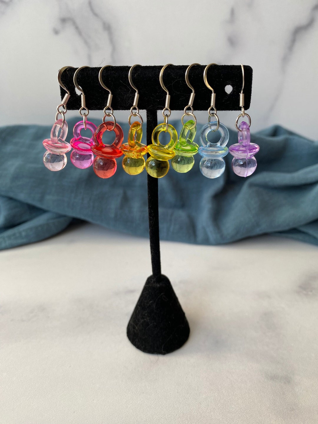 Multicolor Translucent Acrylic Pacifier Dangle Earrings - Etsy