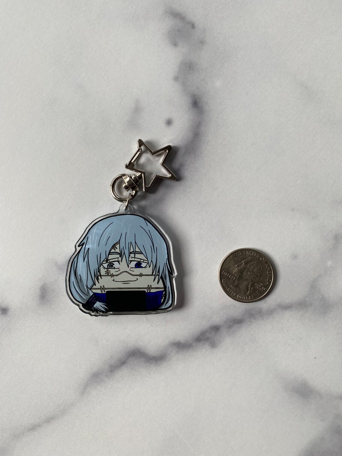 JJK Anime Silver Hair Villain Onigiri Acrylic With Resin Keychain - Etsy
