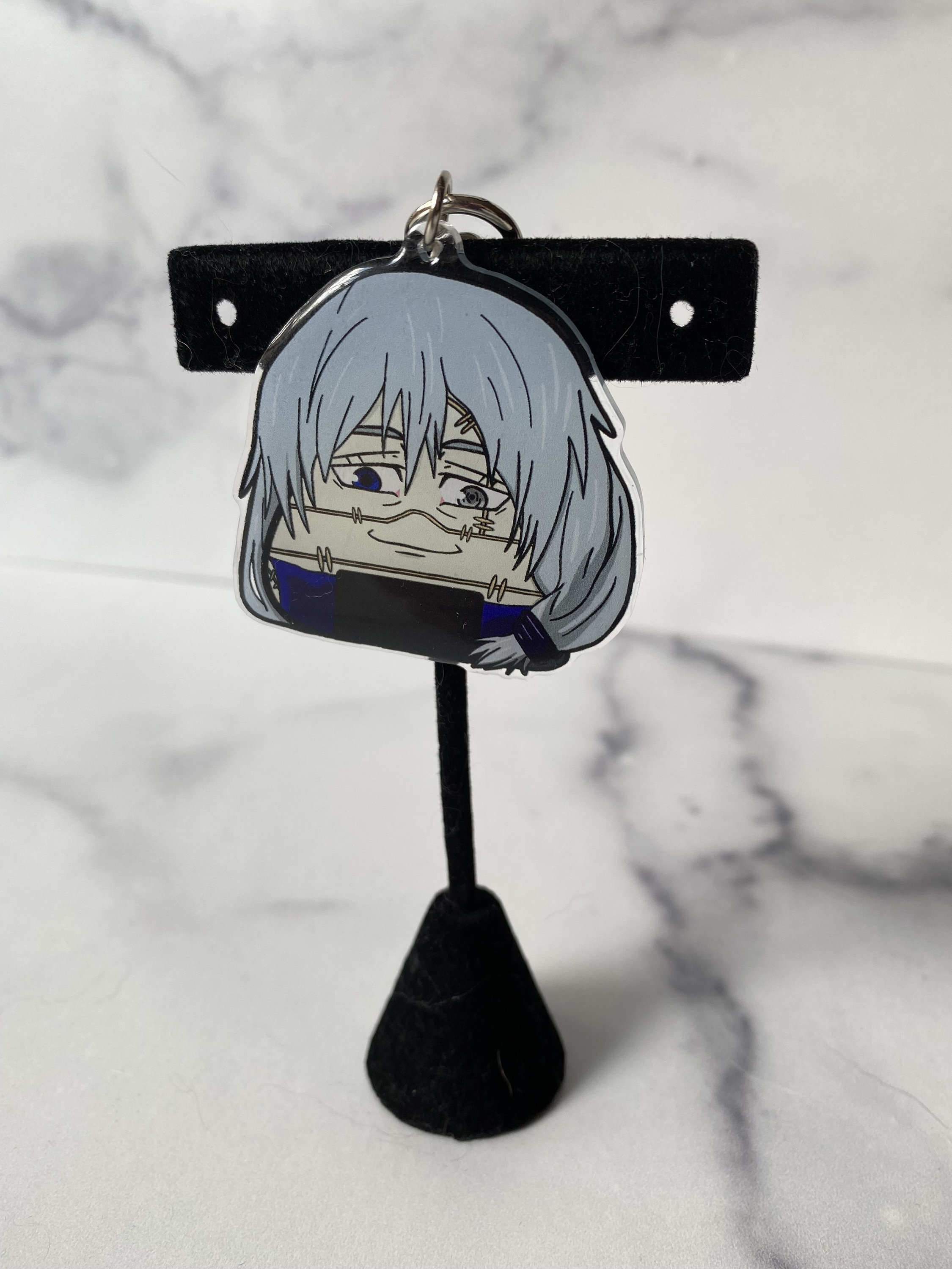 JJK Anime Silver Hair Villain Onigiri Acrylic With Resin Keychain - Etsy