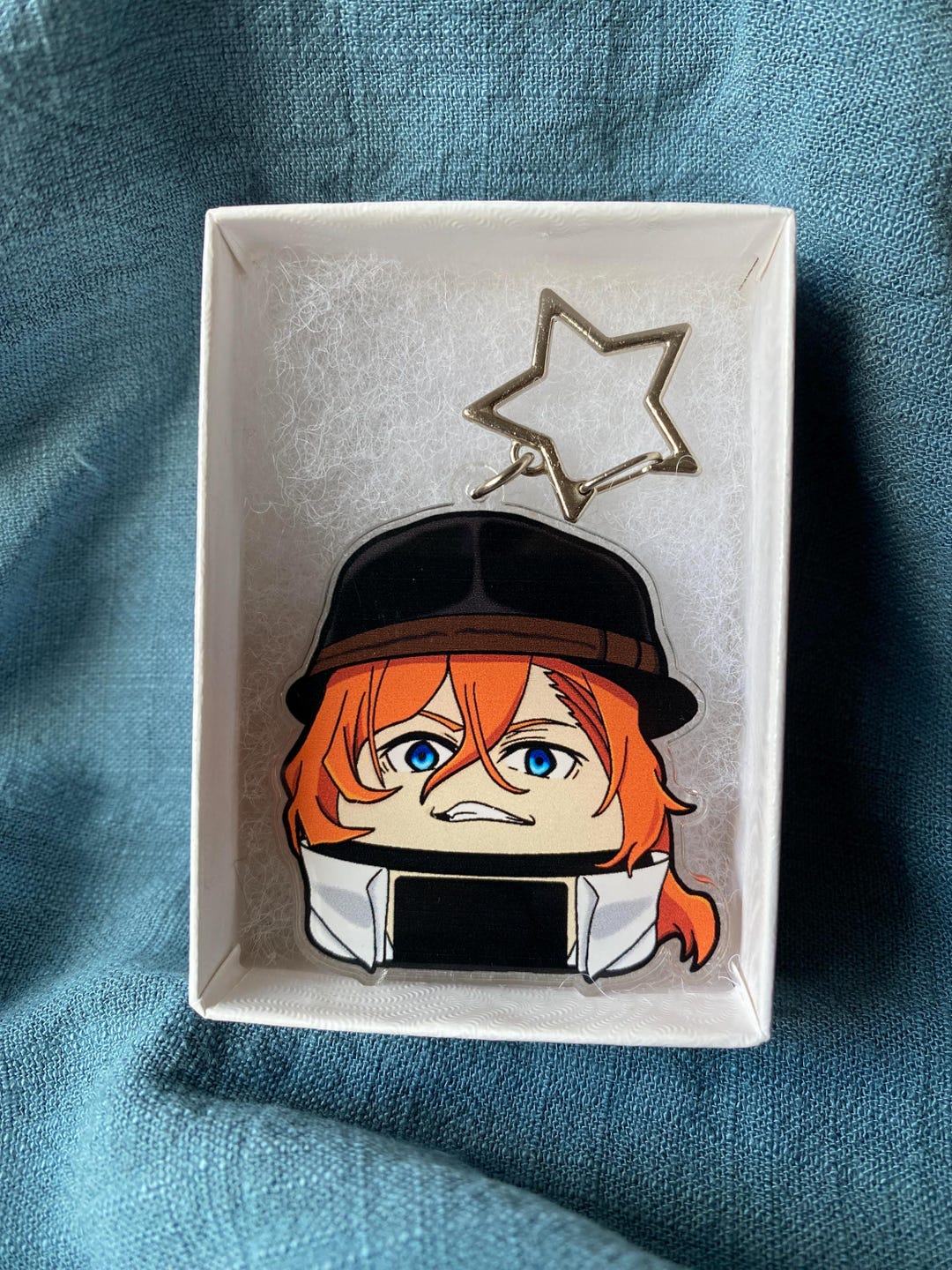 BSD Orange Hair Hat Wearing Bad Guy Double Layer Acrylic Onigiri ...