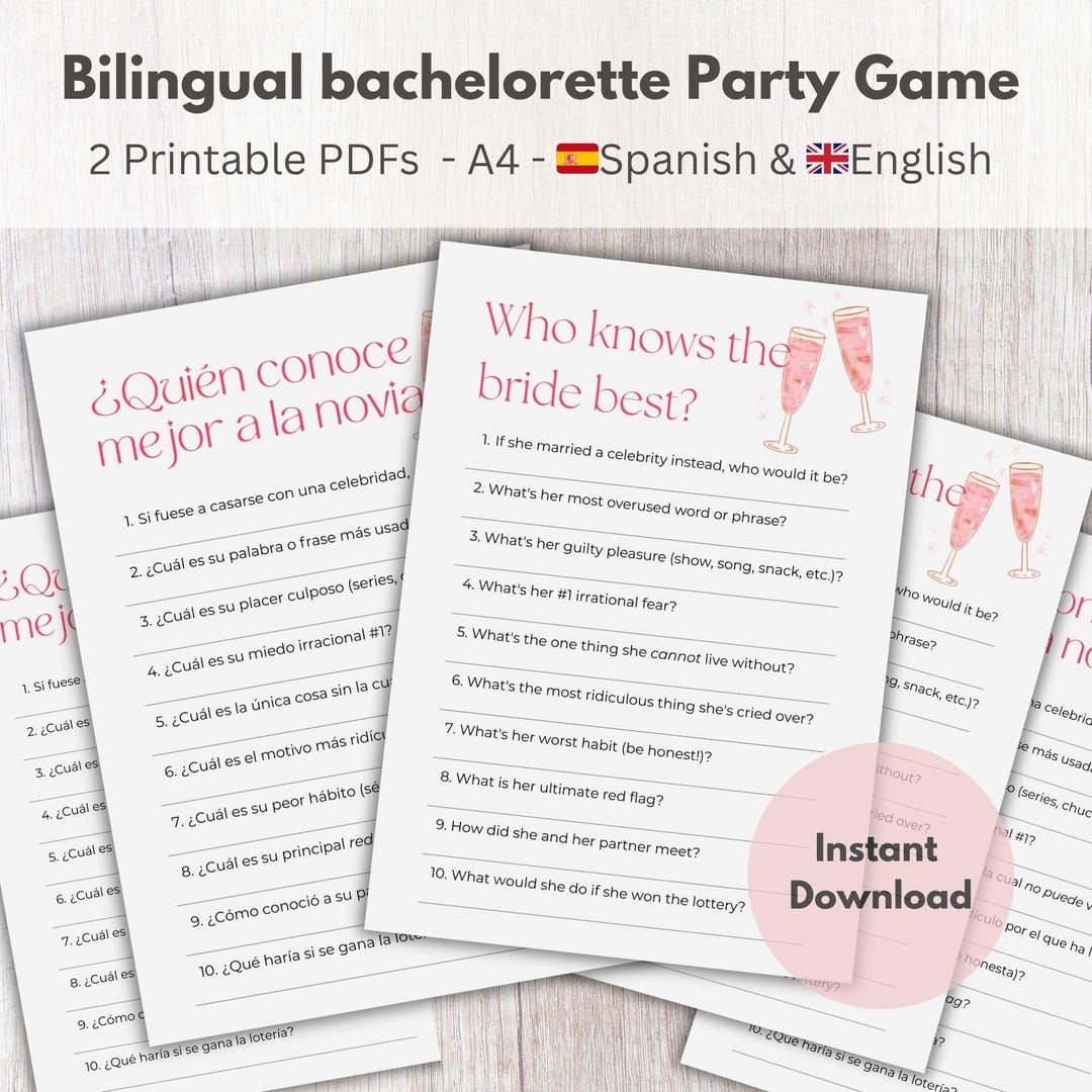 Bilingual Bachelorette Party Game - Who Knows the Bride Best ...