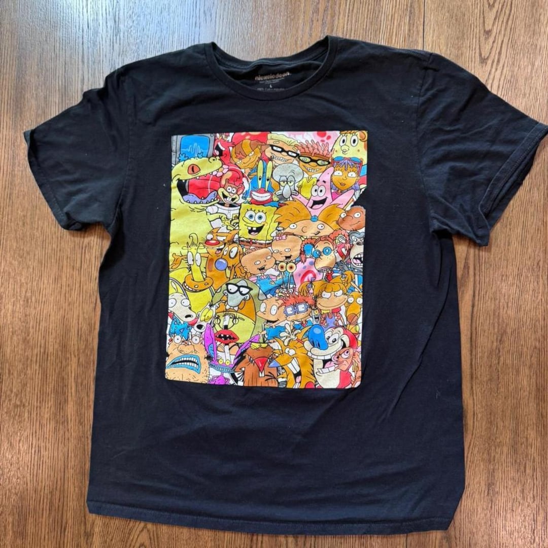 Y2K Nickelodeon Cartoon Collage Tee – Large – 90s/00s Nostalgia Vibes ...