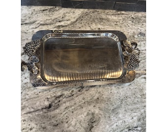 GODINGER Silverplate Rectangular Serving Tray 10-1/2 X 21-1/2” Grape ...