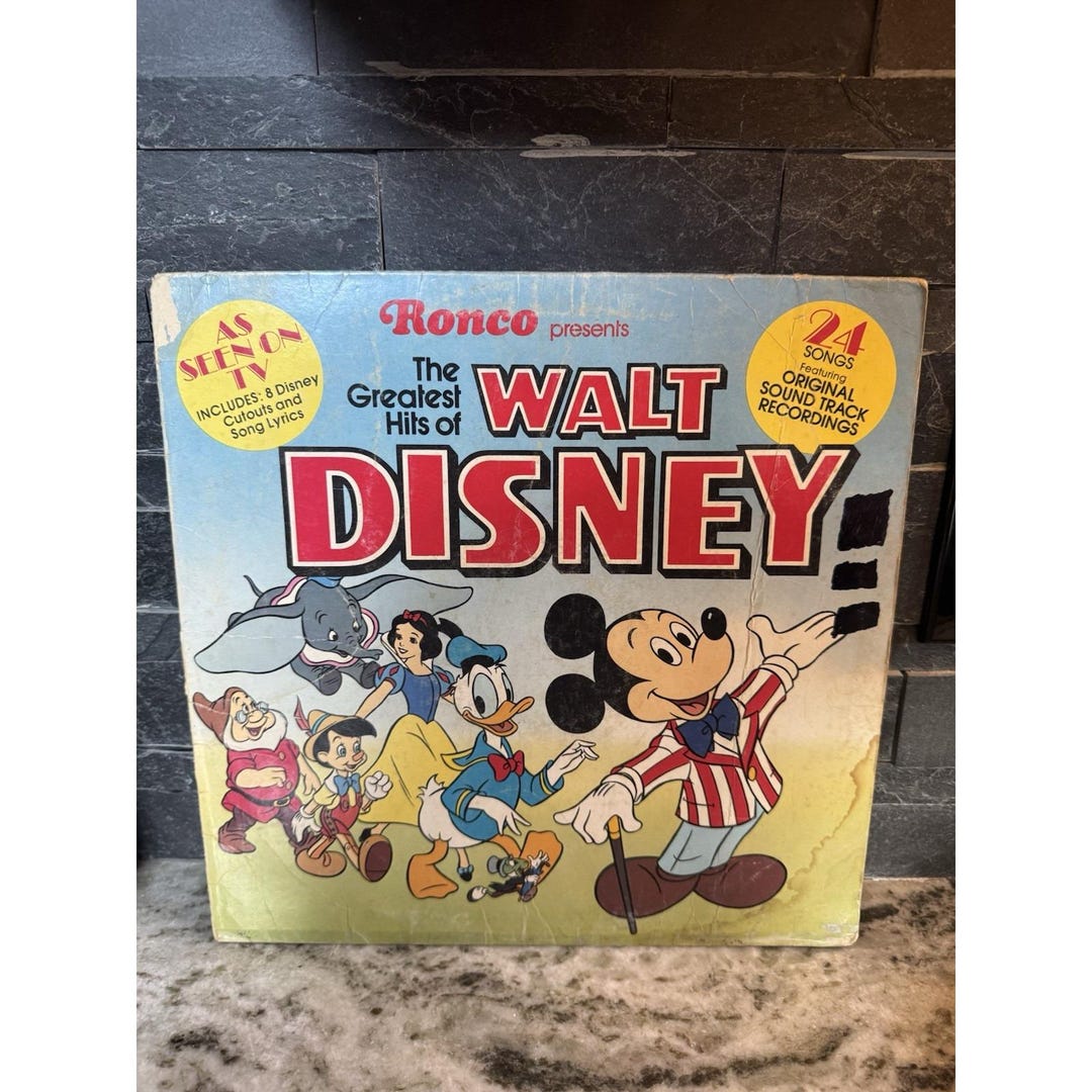 The Greatest Hits of Walt Disney 1976 Vintage Vinyl Album on Ronco ...