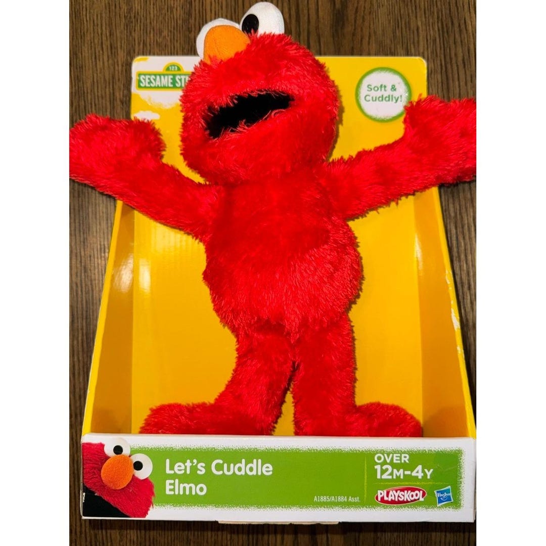 Sesame Street Let's Cuddle Elmo 10" Soft Plush Fabric Eyes Animal Pal ...