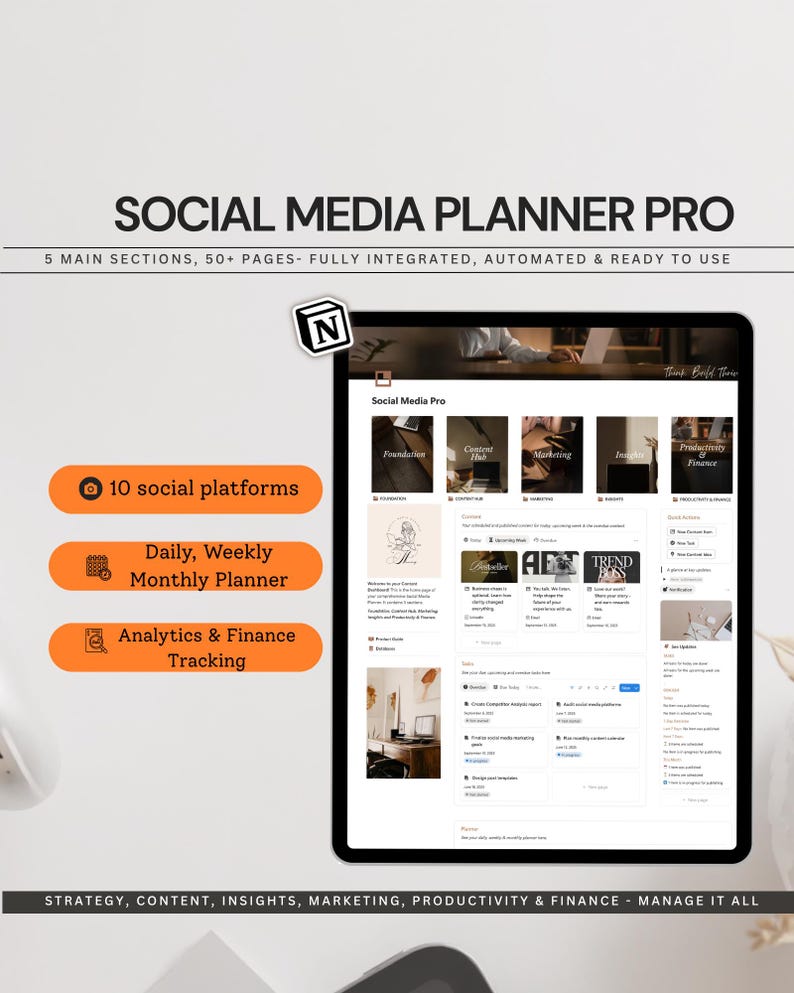 Notion Template Social Media Planner, Content Calendar, Content Planner ...