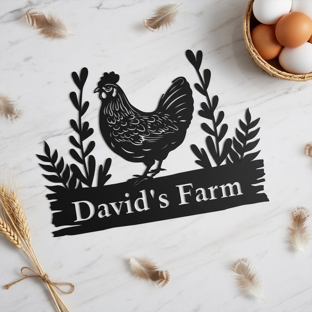 Custom Farm Name Chicken Silhouette Decor, Personalized Chicken Farm ...