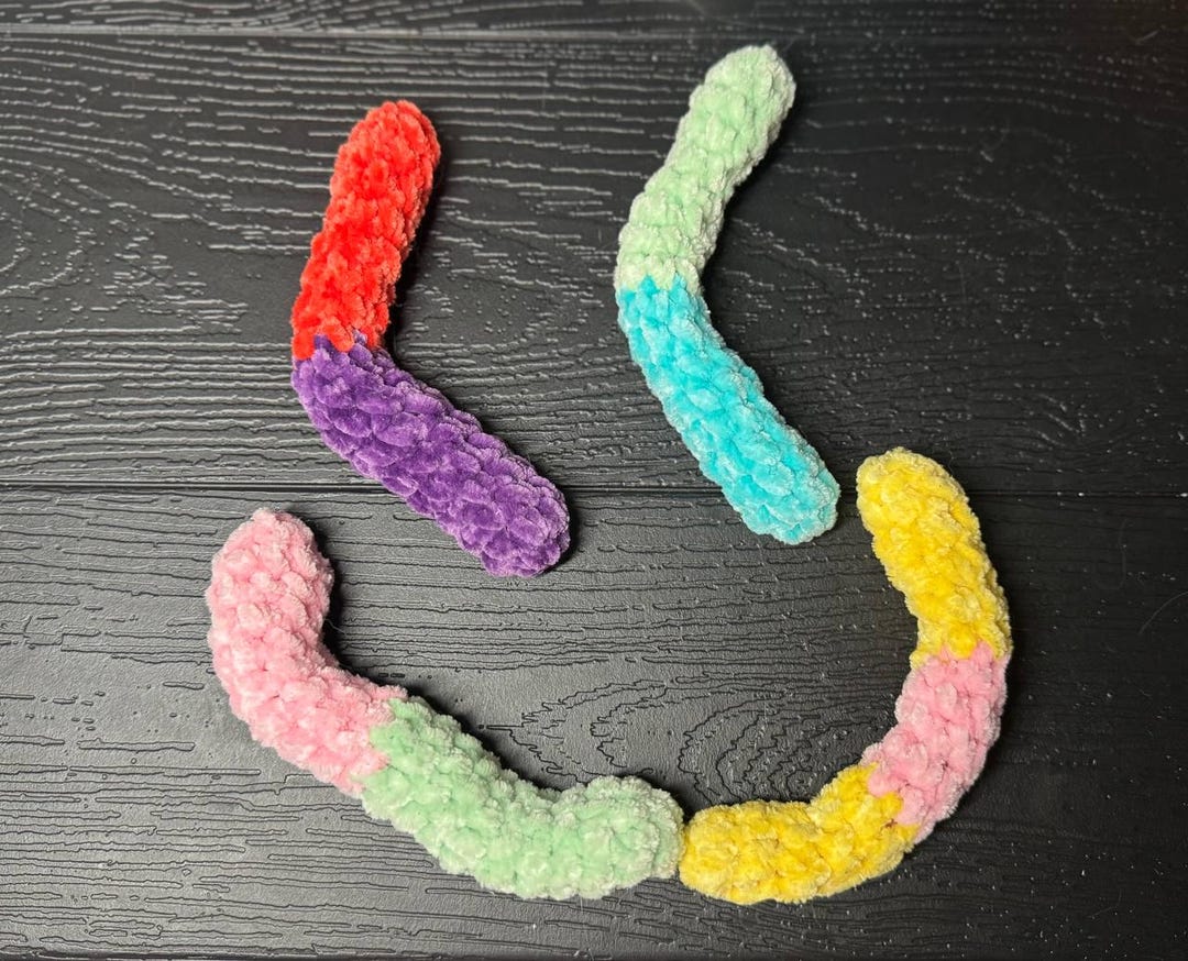 Crocheted Gummy Worm Fidget Toy – Bendable, Bright, and Soothing Stim ...