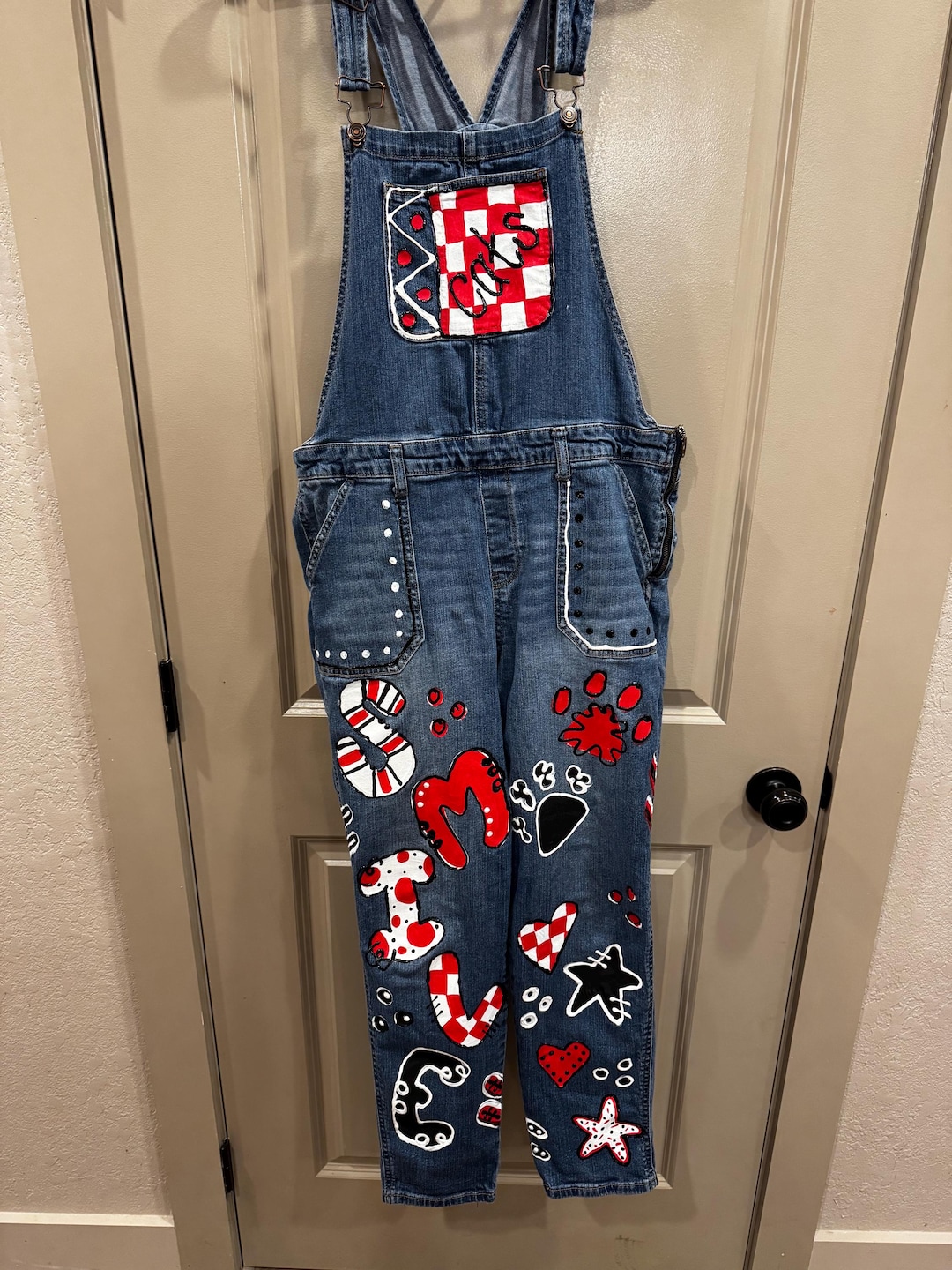 Hand Painted, Jean Overalls, School Spirit, Teacher, Team Spirit, Mom ...
