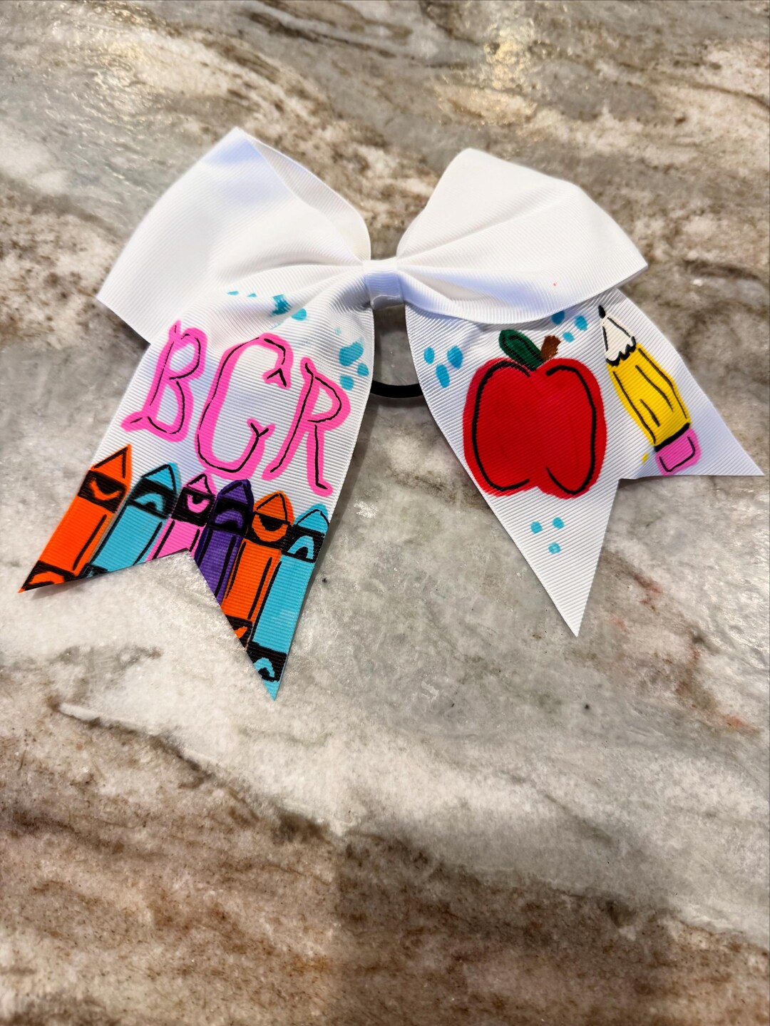 Hand Painted School Spirit Hair Bow, Custom Crayon Design - Etsy
