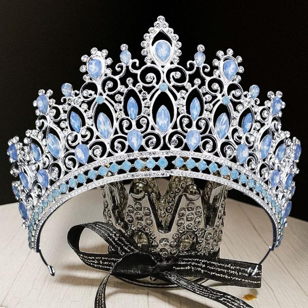 Blue Crystal Tiara / Ice Queen Crown / Silver Princess Diadem ...