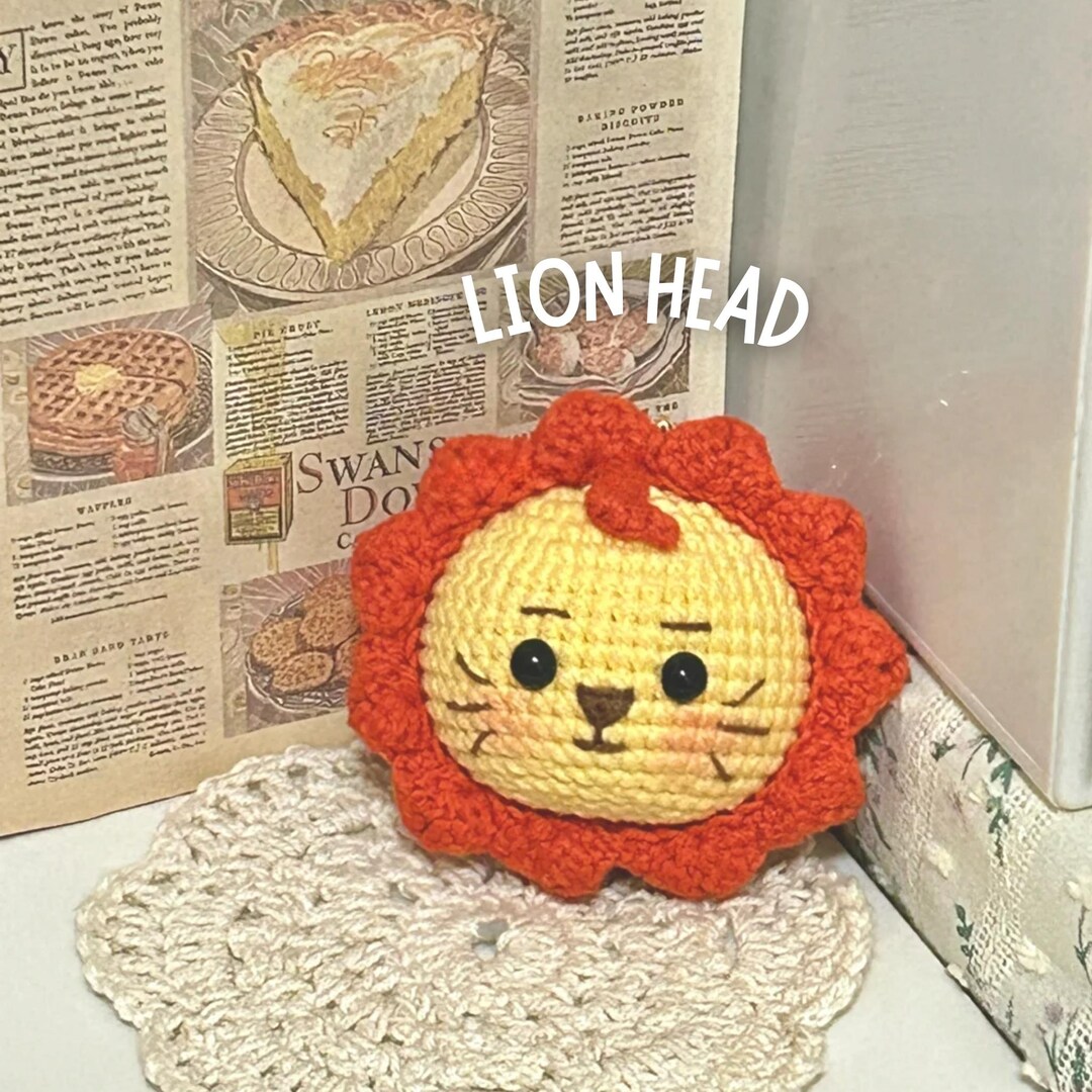 Crochet Lion Head Keychain PDF Pattern, Cute Jungle Animal Amigurumi ...