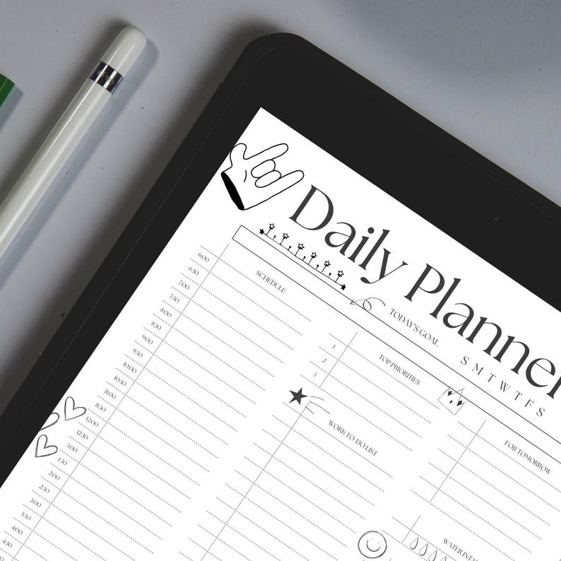 Doodle Style Daily Planner Printable | Undated Minimalist Day Organizer ...