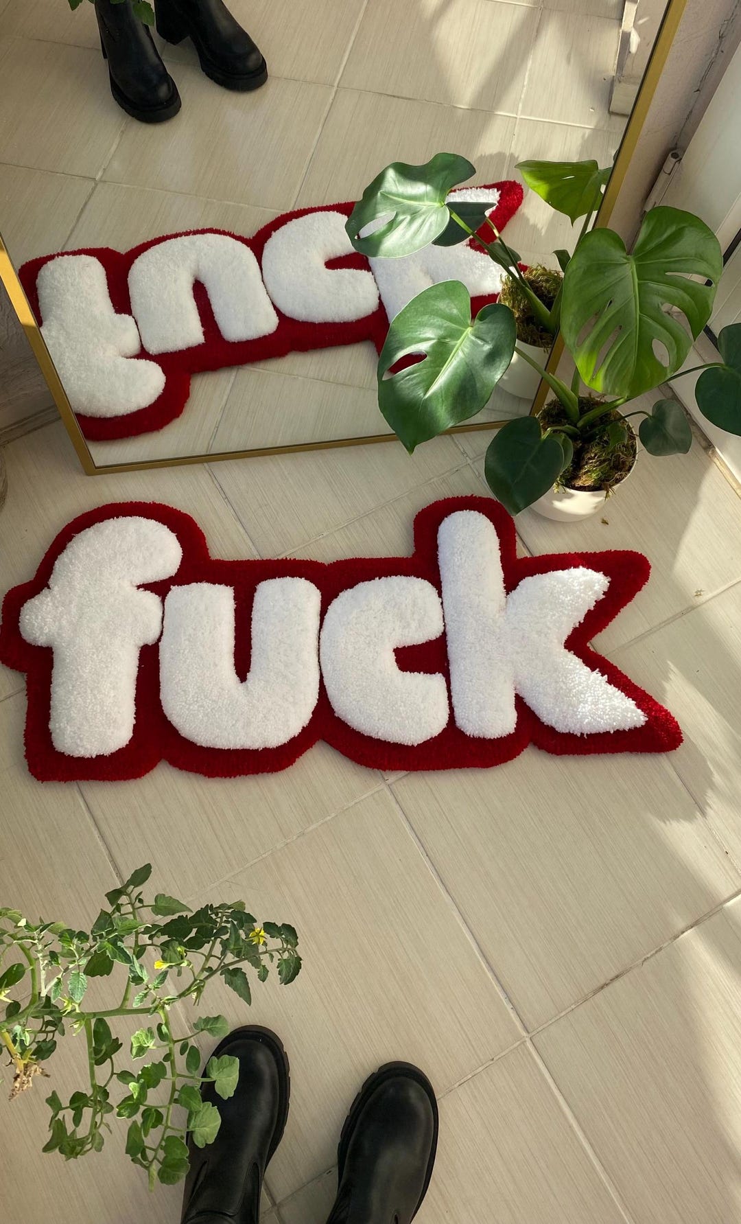 Handmade 3D Tufted Rug: F1CK Funny Decor (34.24 X 14.57 In) , Fluffy ...