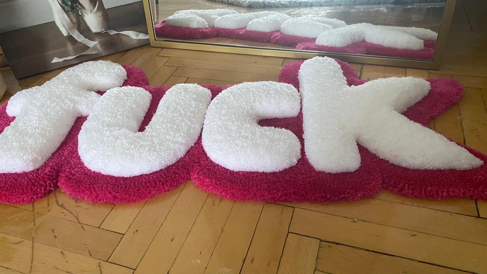 Handmade 3D Tufted Rug: F1CK Funny Decor (34.24 X 14.57 In) , Fluffy ...