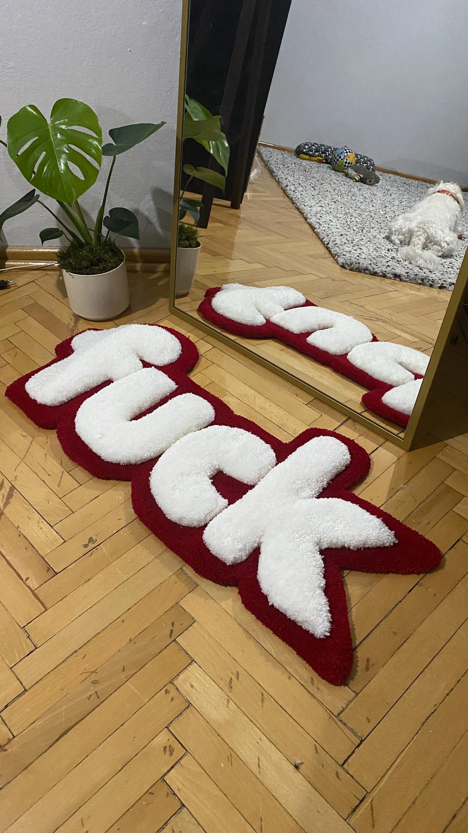 Handmade 3D Tufted Rug: F1CK Funny Decor (34.24 X 14.57 In) , Fluffy ...
