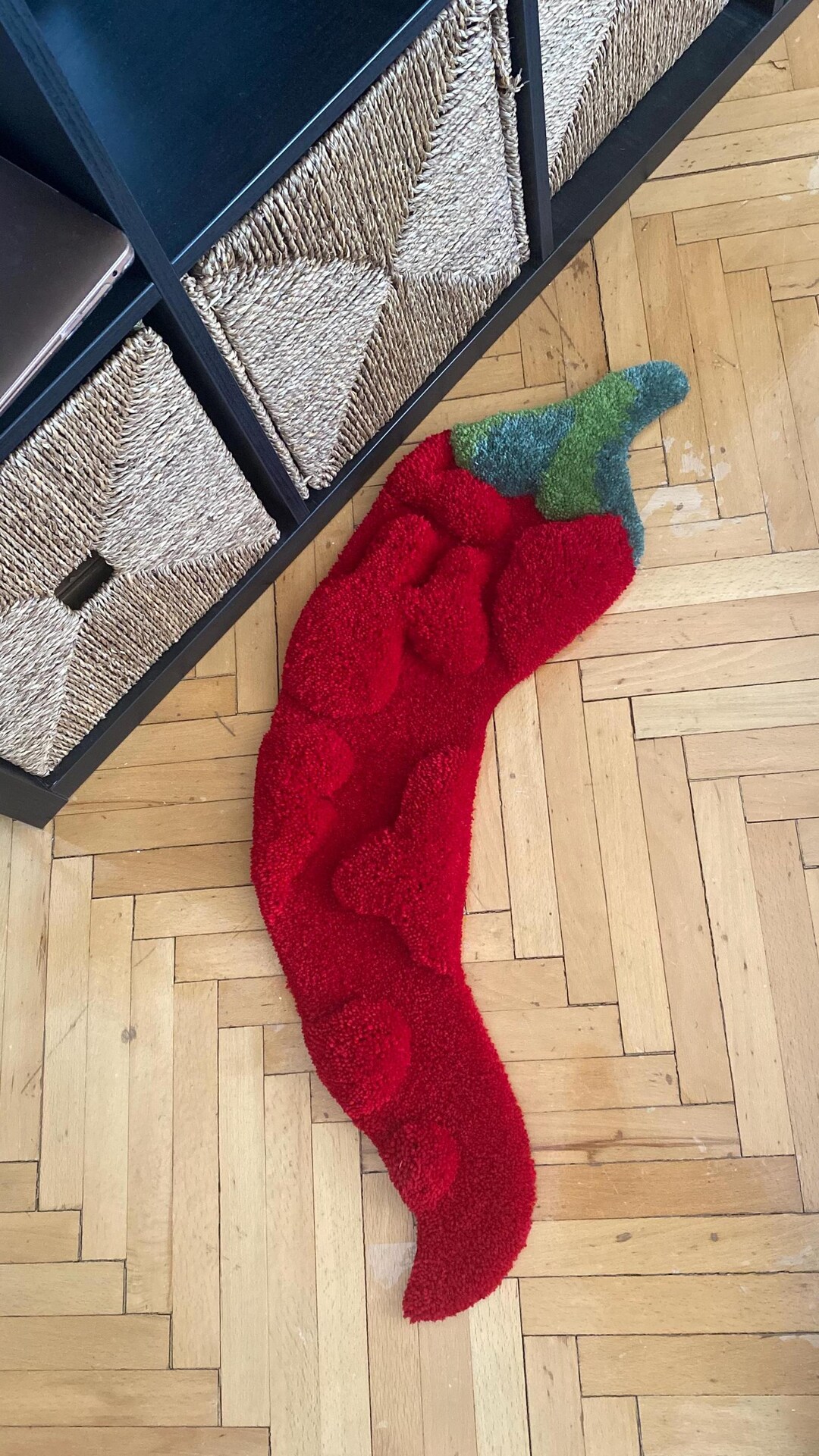 Chili Pepper 3D Fluffy Tufted Rug, Handmade Rugs, Kitchen Rugs, Kitchen ...