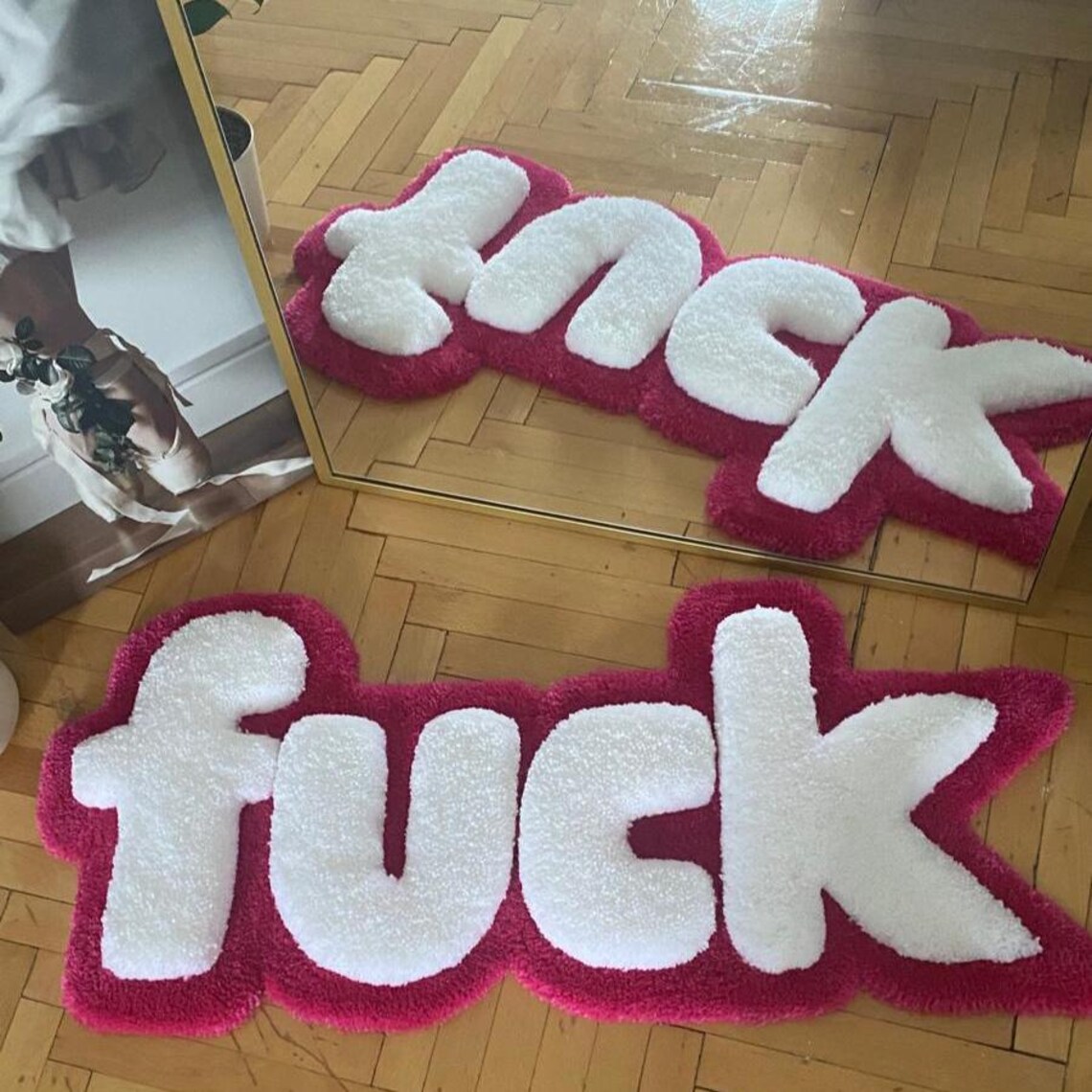 Handmade 3D Tufted Rug: F1CK Funny Decor (34.24 X 14.57 In) , Fluffy ...