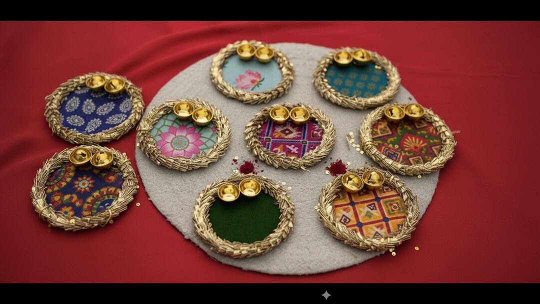 Handcrafted Gota Patti Kumkum Thali | Decorative Haldi Kumkum Platters ...