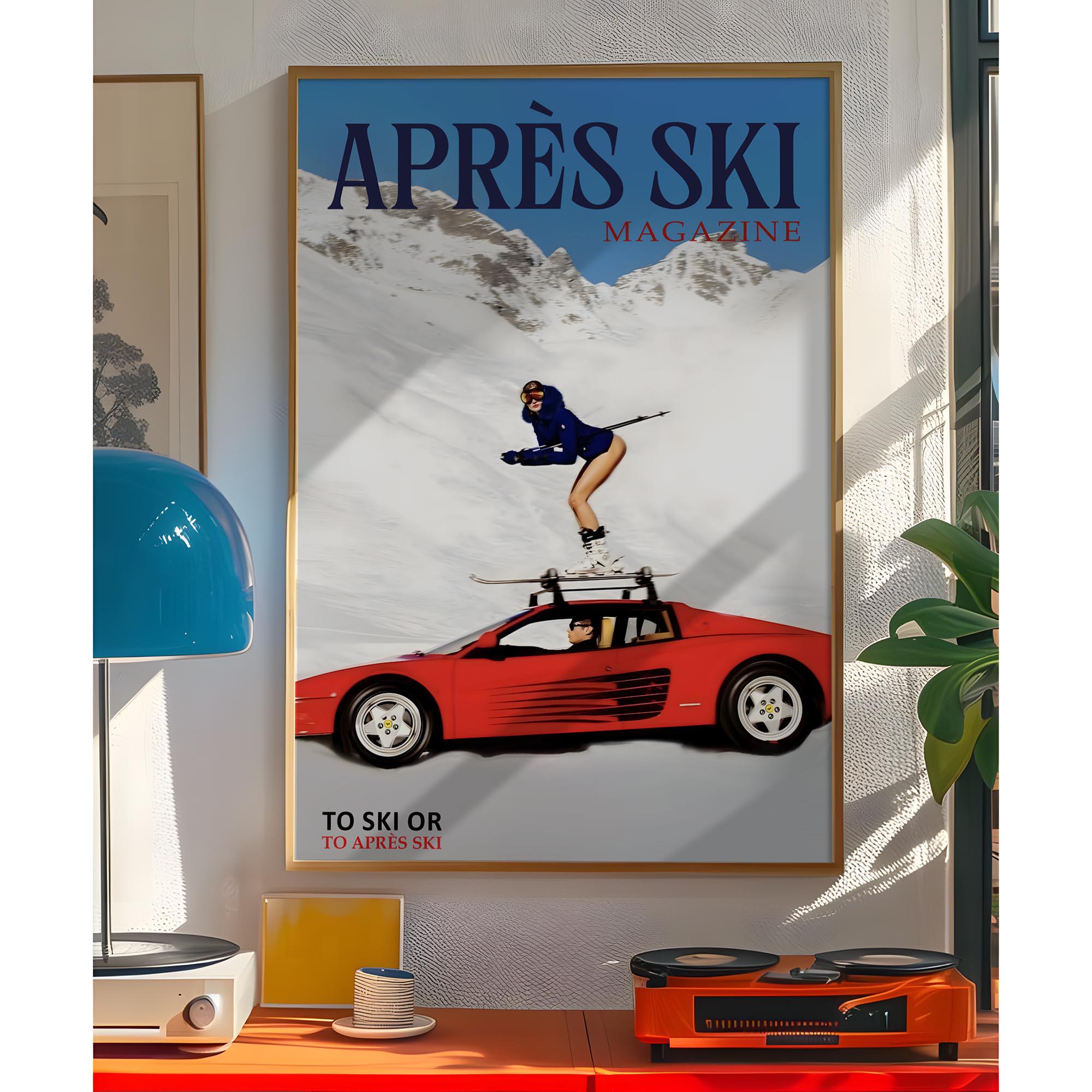 Retro Après Ski Poster, Magazine Cover Retro Car Print, Trendy Winter ...