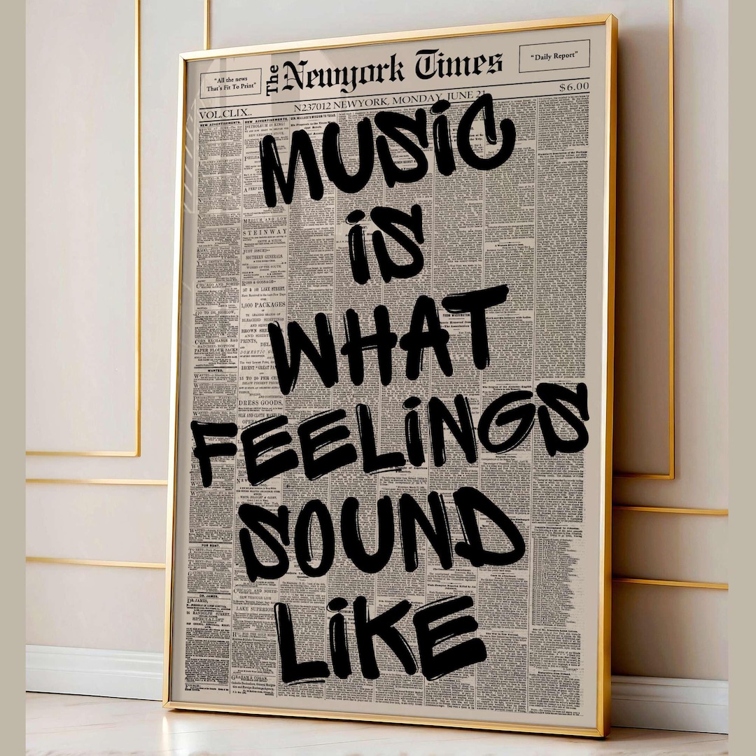 Retro Music is What Feelings Sound Like Newspaper Poster, Trendy ...