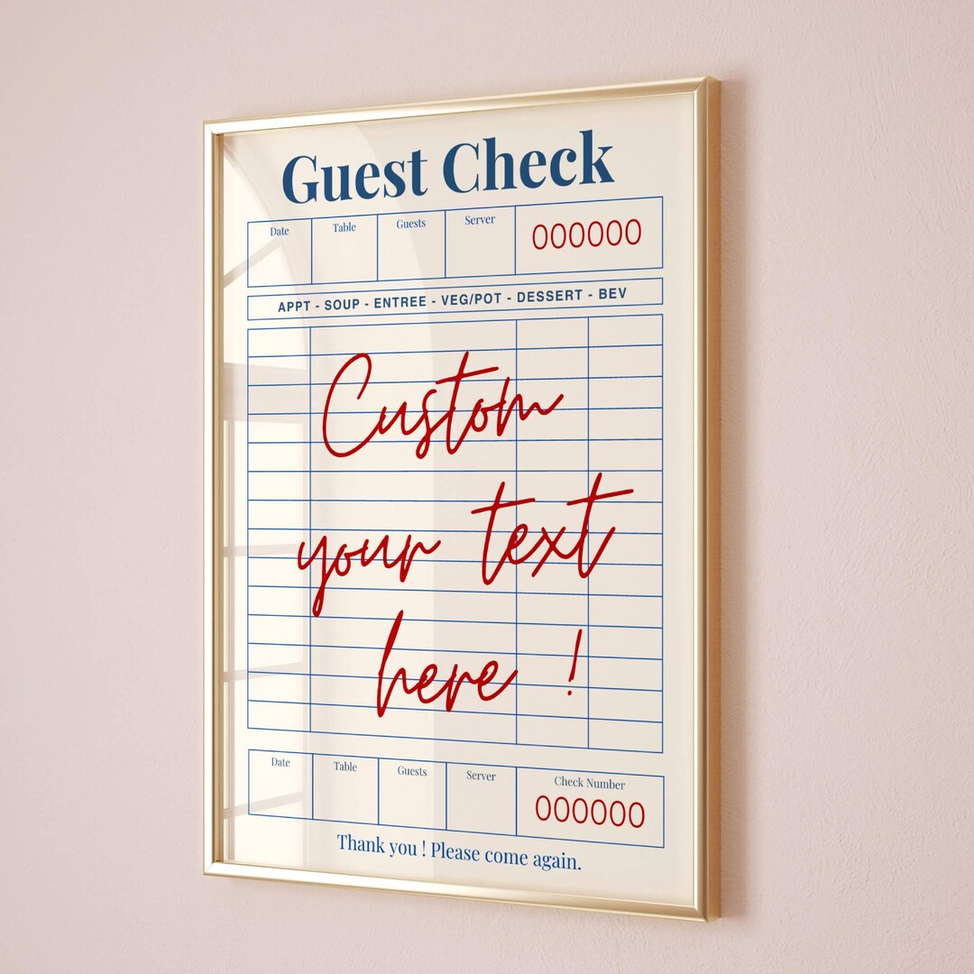 Customize Guest Check Poster, Custom Quotes Poster, Trendy Wall Art ...