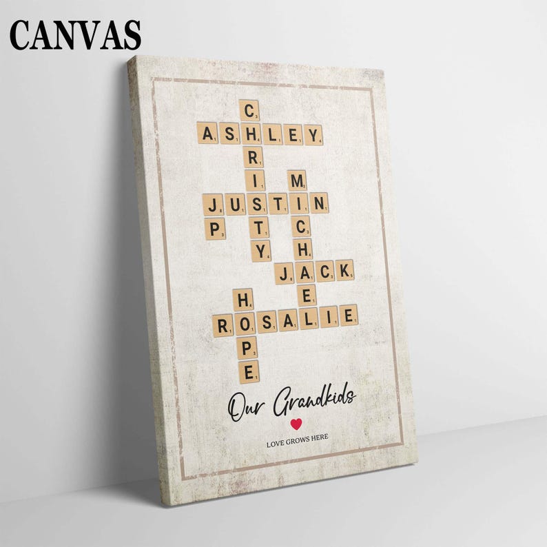 Custom Crossword Family Names Poster/canvas, Personalized Family Name ...