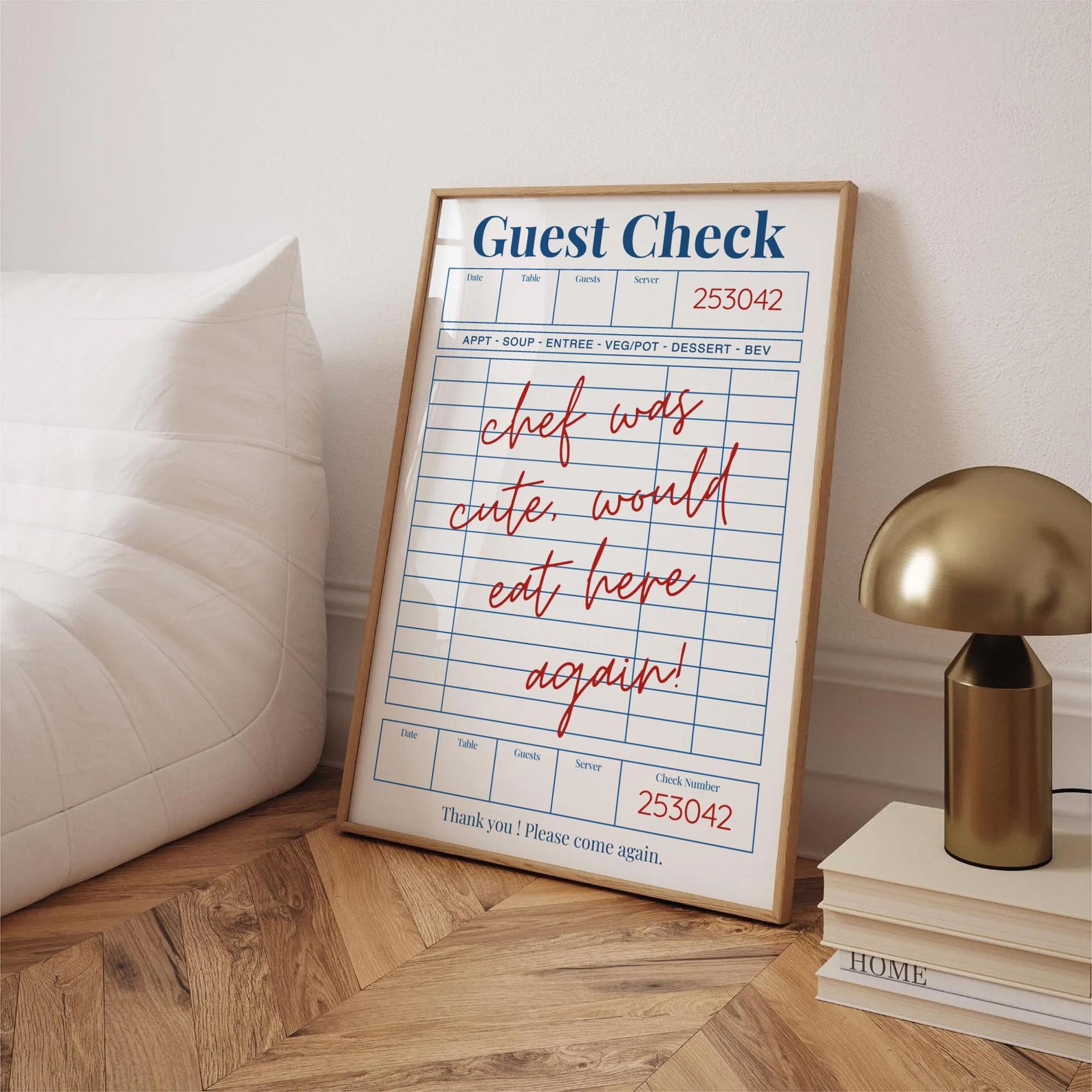 Guest Check Poster, Trendy Chef Was Cute Would Eat Here Again Wall Art ...