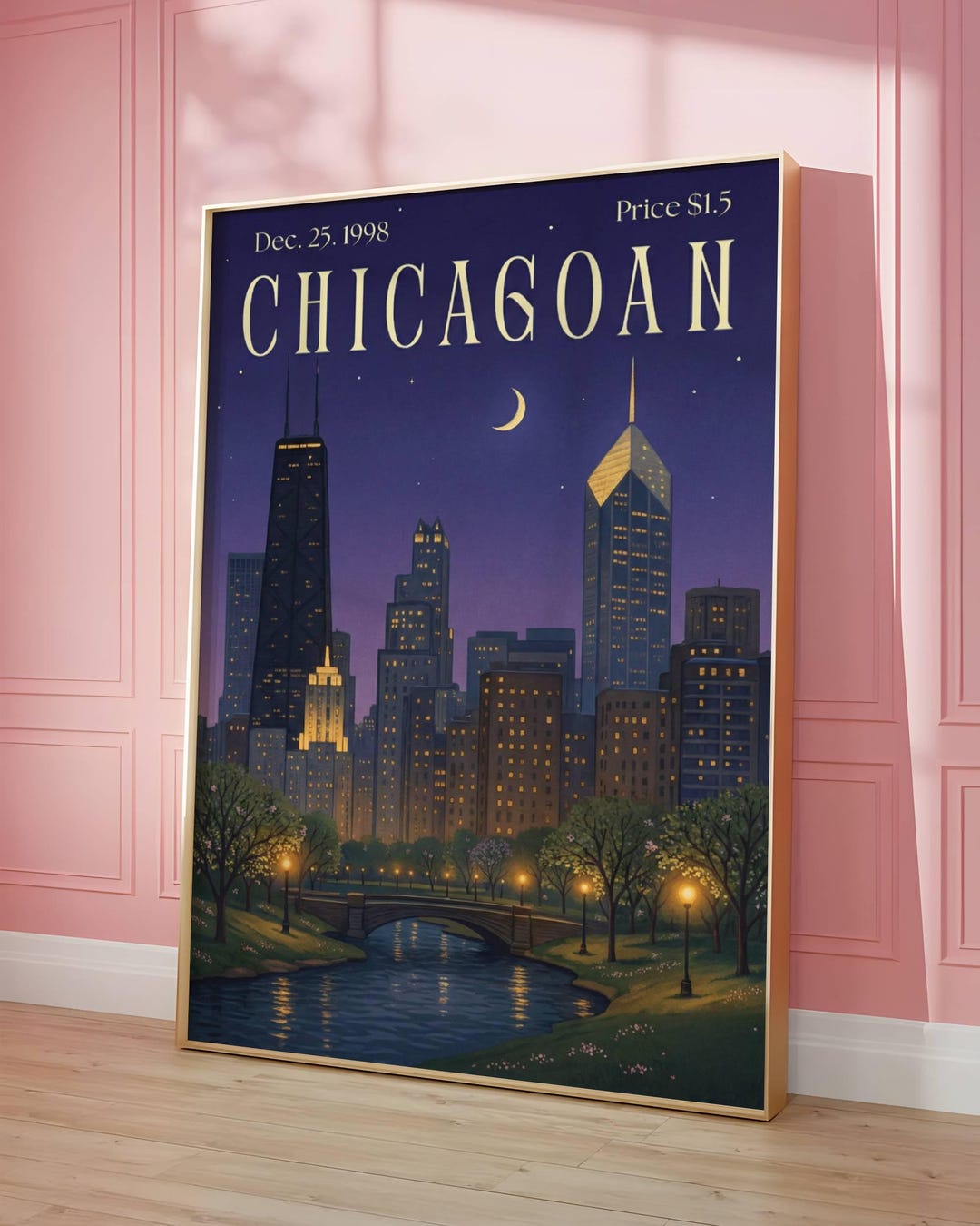 Vintage Chicagoan Magazine Cover Poster, Chicago Skyline Art Print ...