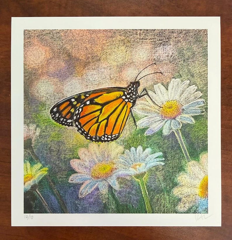 A Message in Wings: Monarch Butterfly & Daisy Chalkboard Artwork ...
