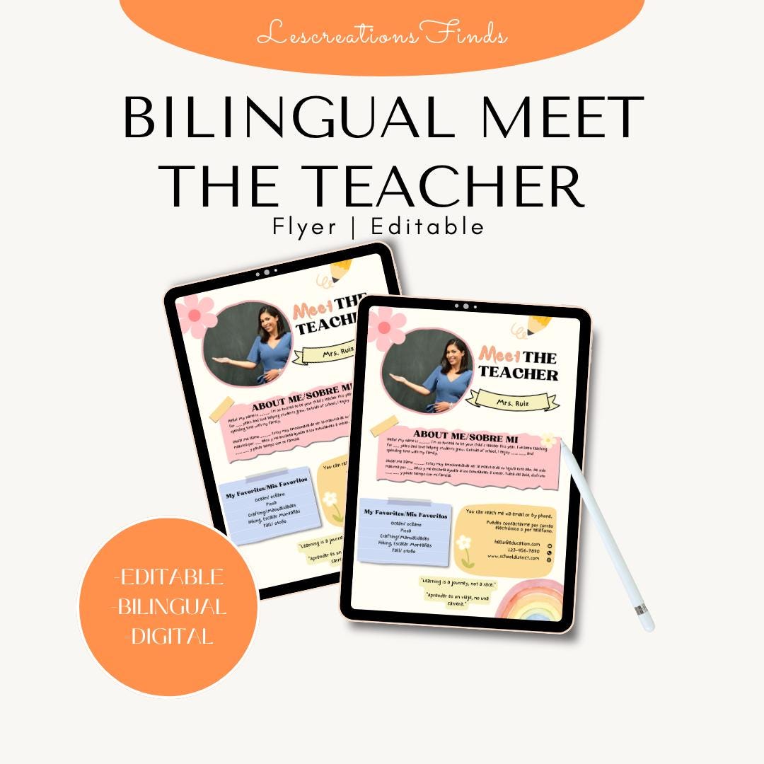 Bilingual Meet the Teacher Template | Editable Canva Printable ...