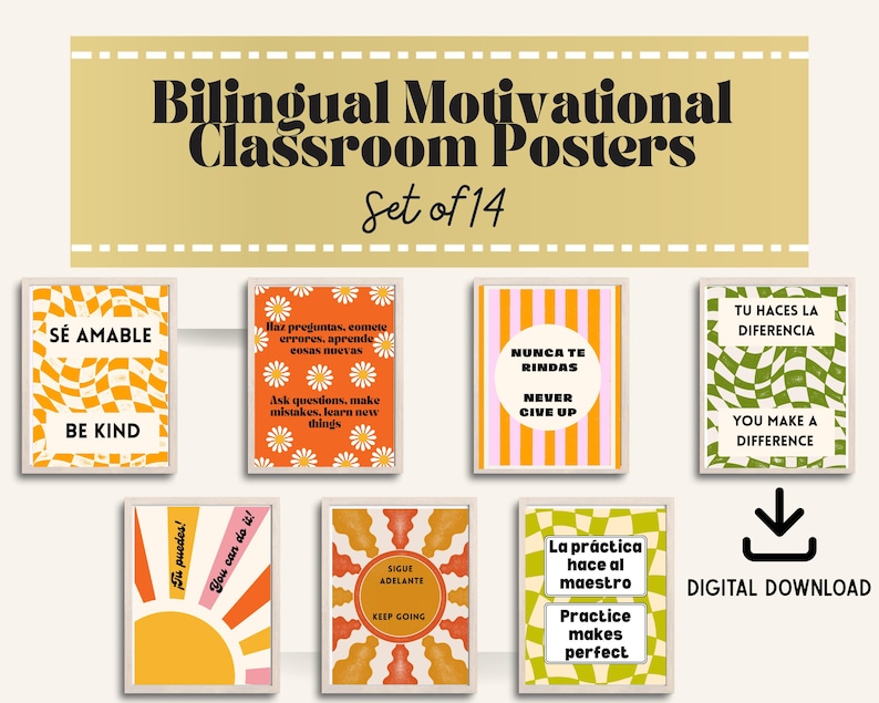 Bilingual Classroom Posters | Spanish-english | Inspirational Wall ...