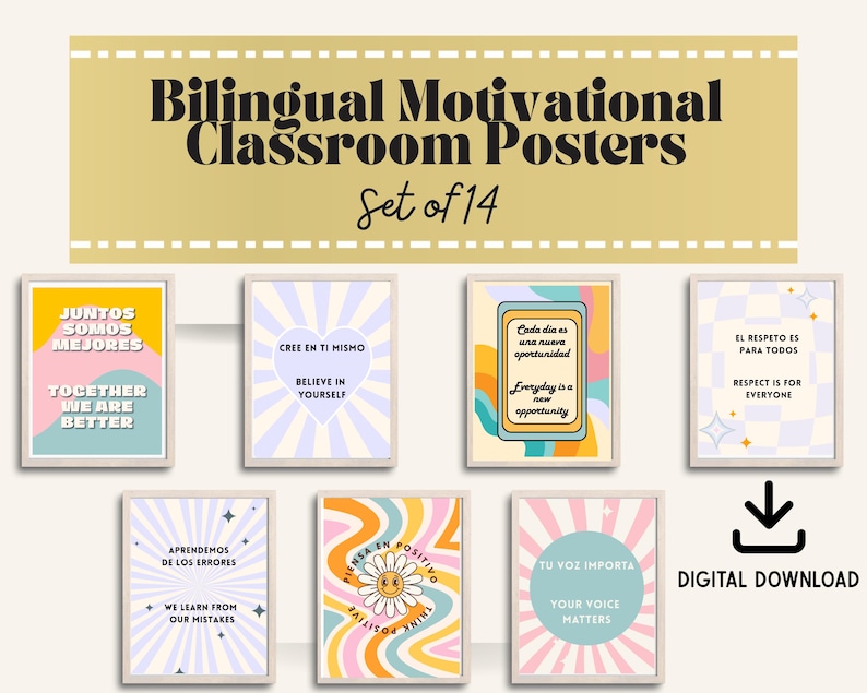 Bilingual Classroom Posters | Spanish-english | Inspirational Wall ...