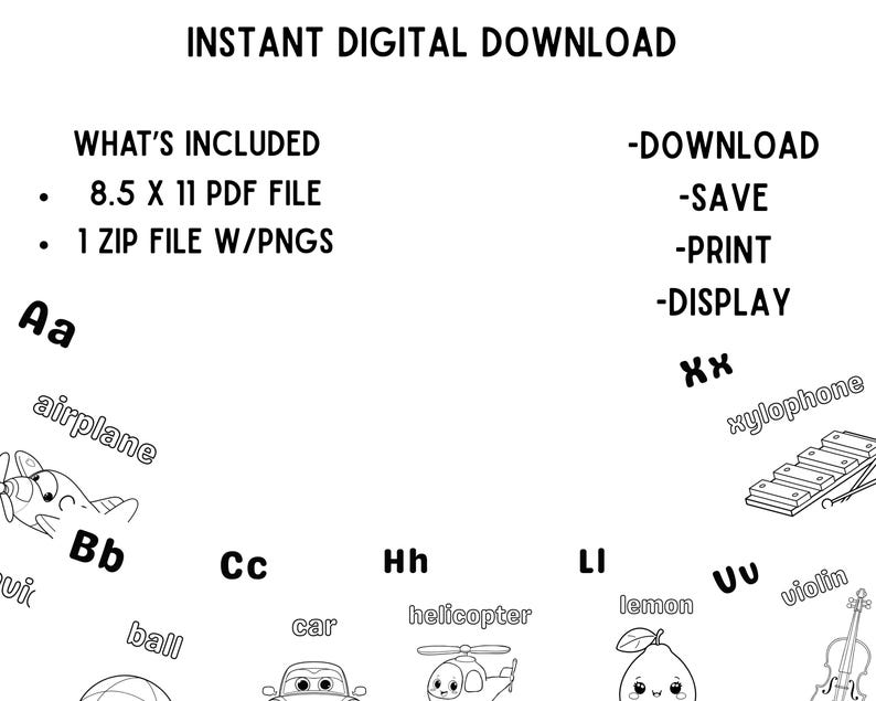 Bilingual ABC Coloring Book: Spanish & English Alphabet (digital ...
